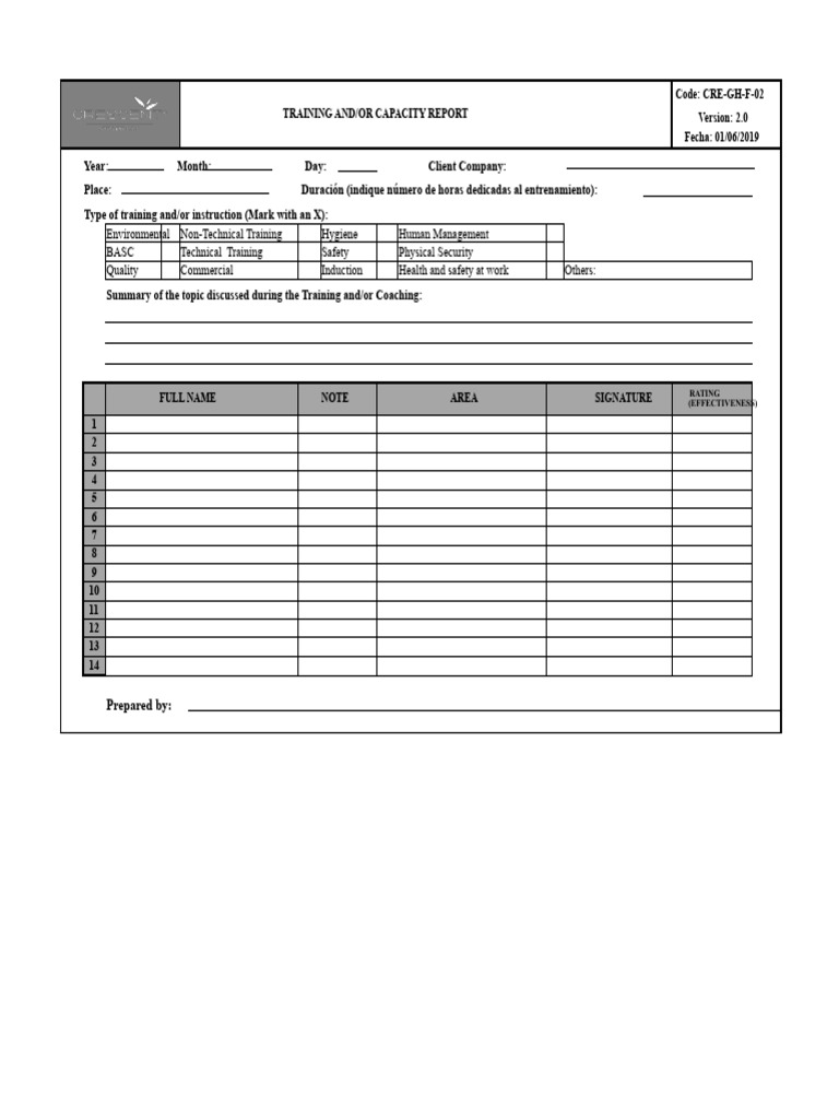 Training and Capacity Report Template | PDF