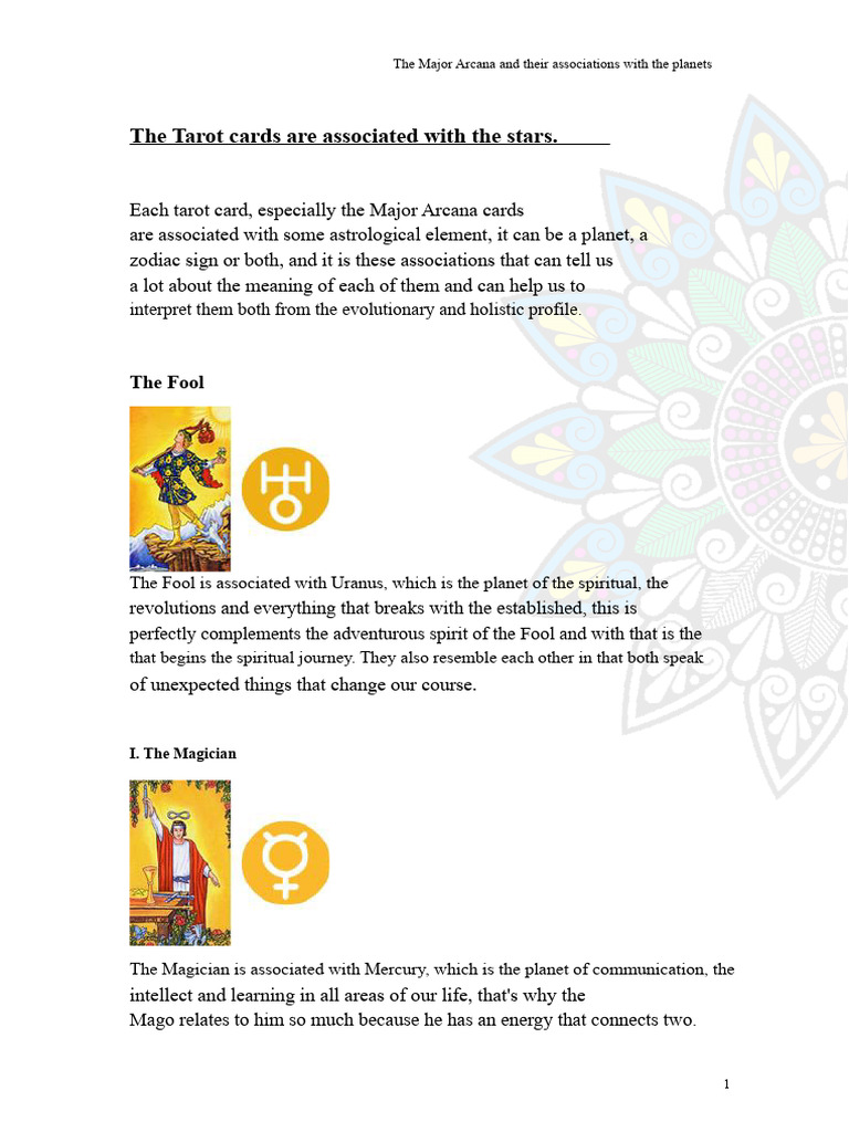 PDF 01 - The Tarot Cards Are Associated With The Stars | PDF | Planets ...
