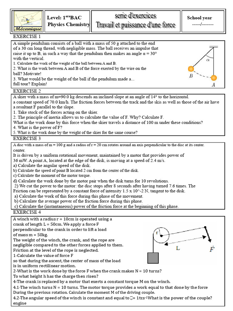 Work and Power of A Force Uncorrected Exercises 4 | PDF | Force | Pendulum