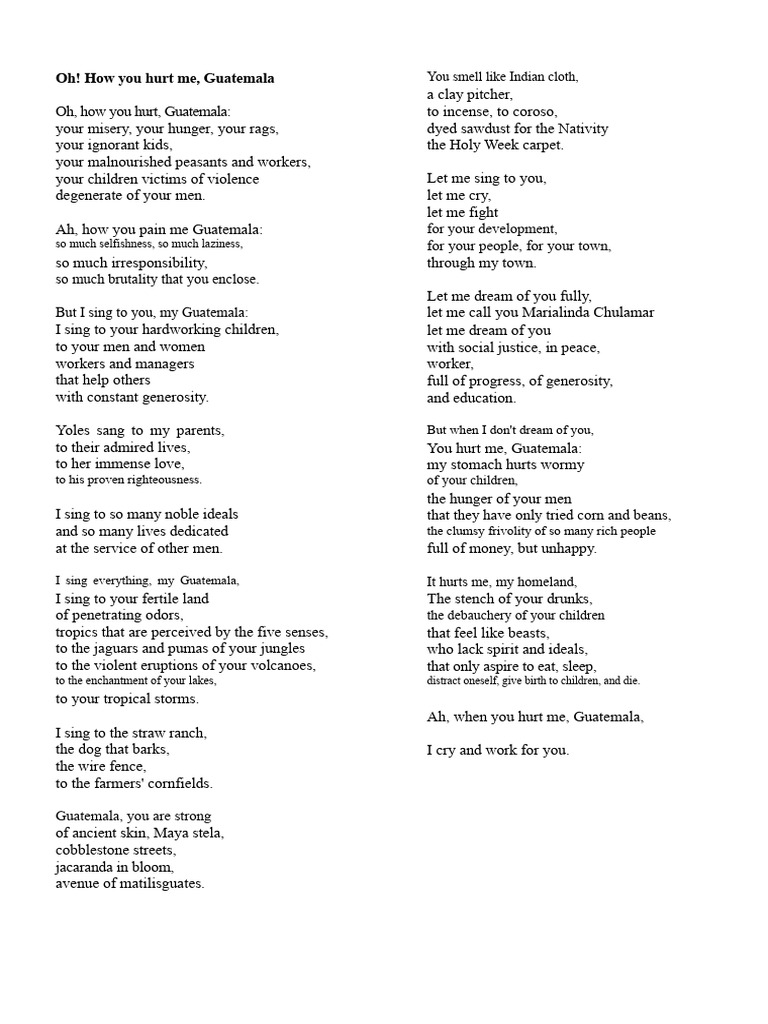 Guatemala: A Poetic Reflection on Pain and Hope | PDF