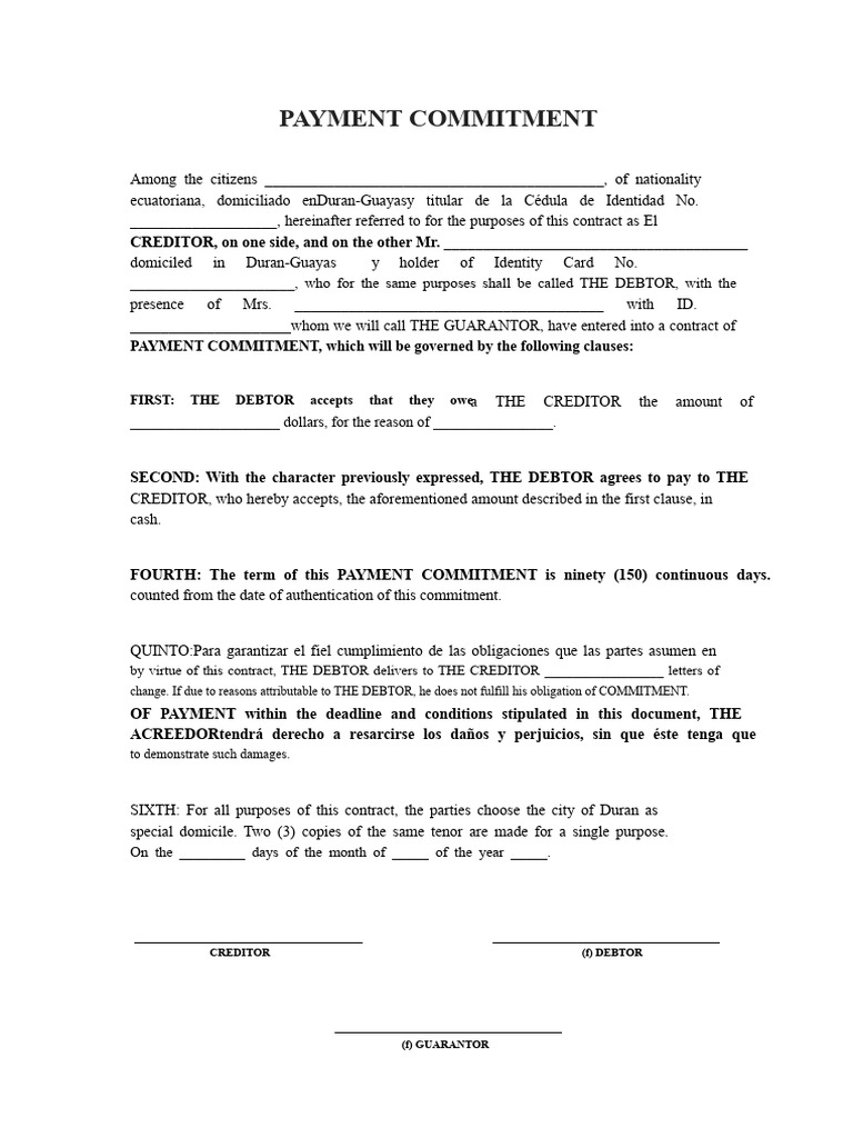 Ecuador Payment Commitment Agreement | PDF
