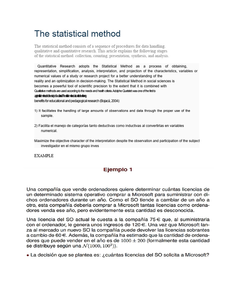 The statistical method | PDF | Sampling (Statistics) | Scientific Method