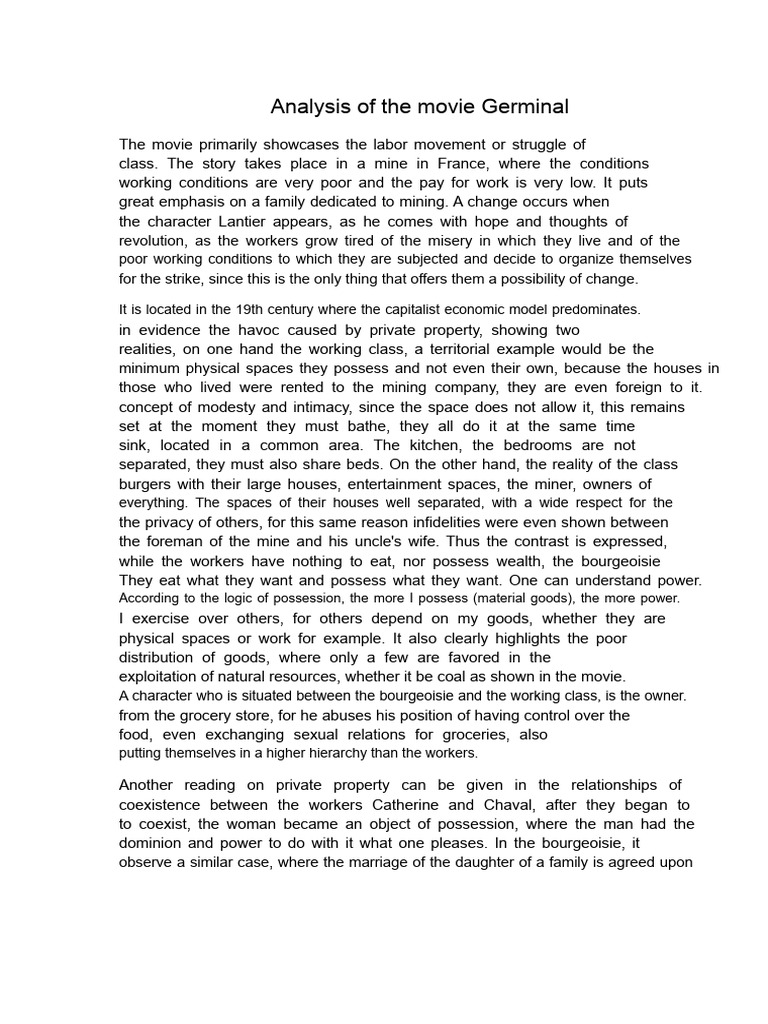 Germinal: Class Struggle in Film Analysis | PDF | Working Class | Mining