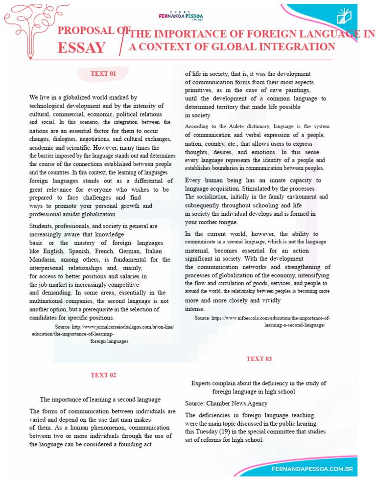 Writing Proposal - The Importance of Foreign Language in A Context of ...