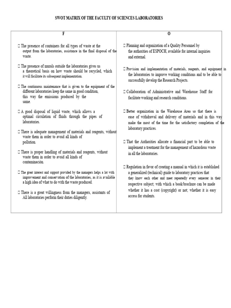 SWOT Matrix | PDF | Waste Management | Swot Analysis