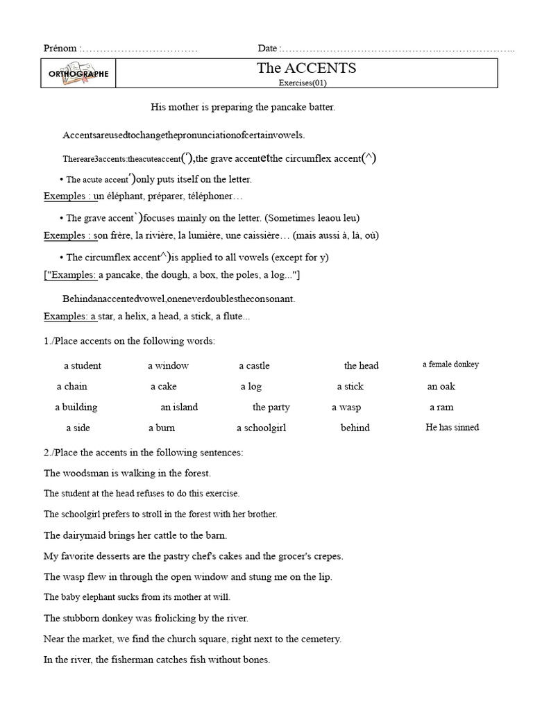 Mastering French Accents: Exercises | PDF