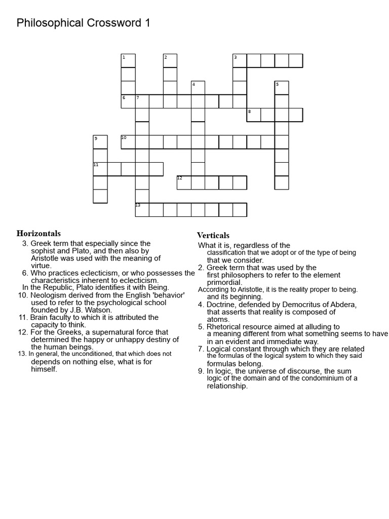 Philosophical crossword-1 | PDF | Ancient Greek Philosophy | Aristotle
