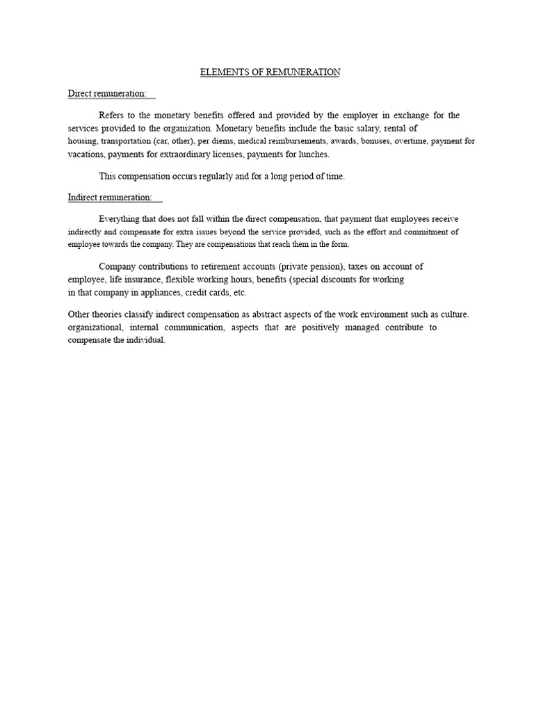 Direct and Indirect Compensation | PDF