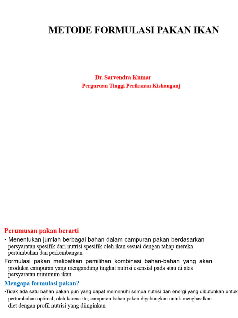 Metode Formulasi Pakan 1 | PDF