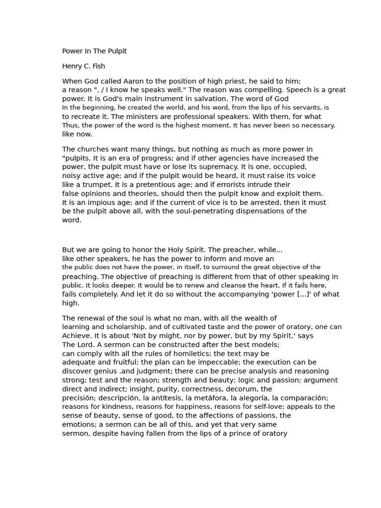 Power in The Pulpit | PDF | Sermon | Jesus