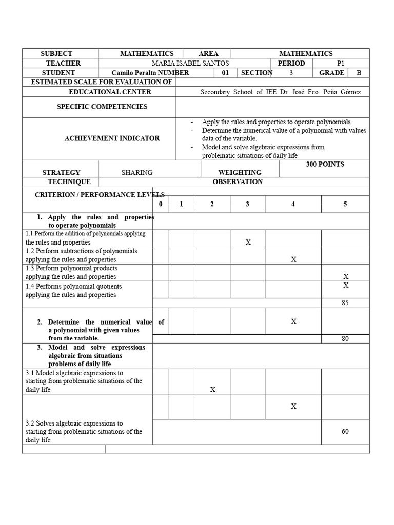 Example of Estimation Scale | PDF | Polynomial | Numerical Analysis