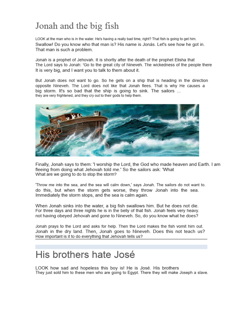 Jonah and The Big Fish | PDF | Jonah | Ruth (Biblical Figure)