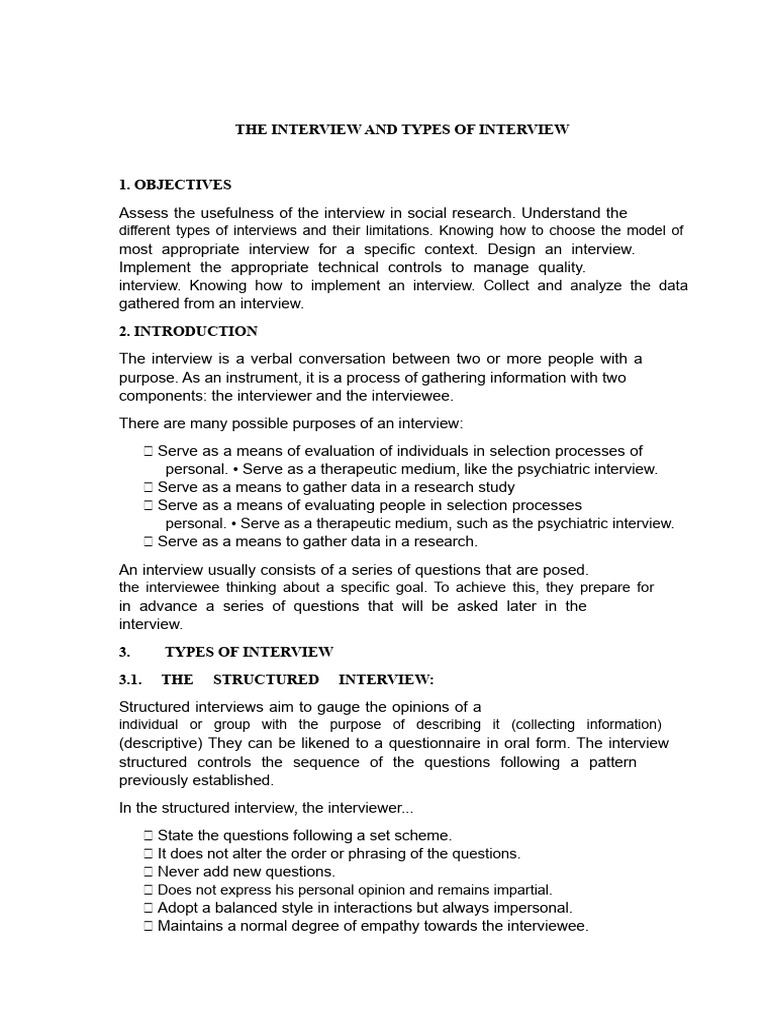 The Interview and Types of Interview | PDF | Interview | Cognition