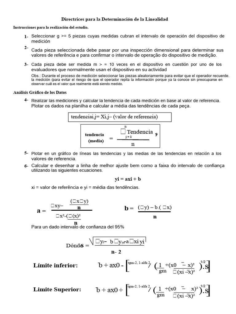MSA. Estudio de Linealidad Desbloqueado | PDF | Medición | Métodos ...