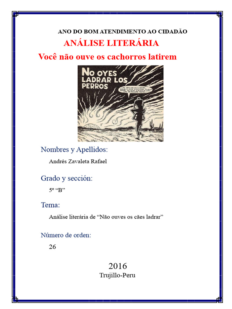 Análise de "Não Oyes Ladrar a Los Perros" | PDF