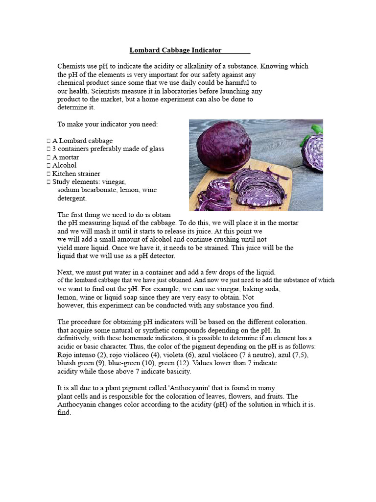 Indicator of Red Cabbage | PDF