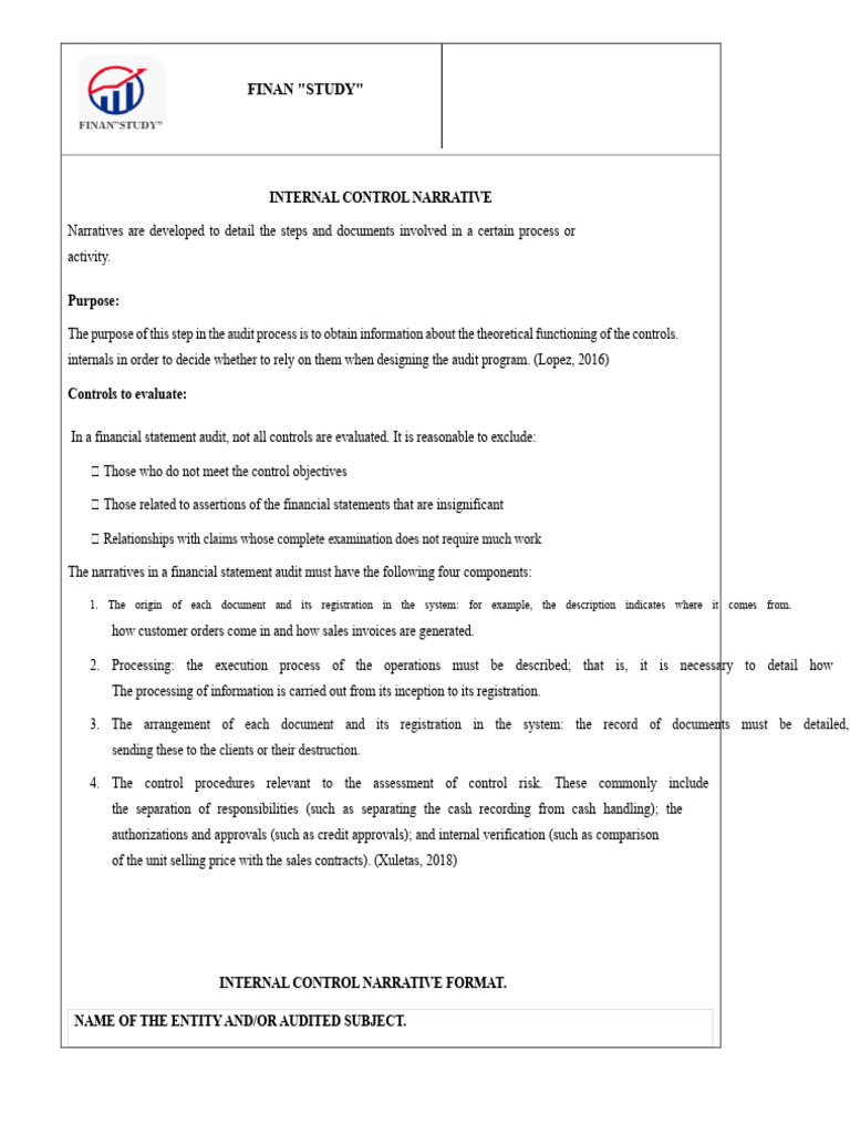 Narrative Internal Control | PDF | Internal Control | Audit