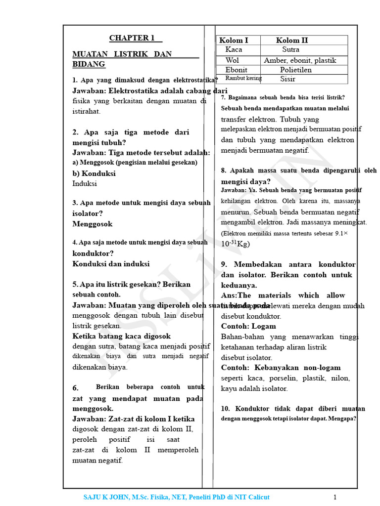 XII Fisika Bab 1 - Muatan Listrik dan Medan Saju Hsslive | PDF