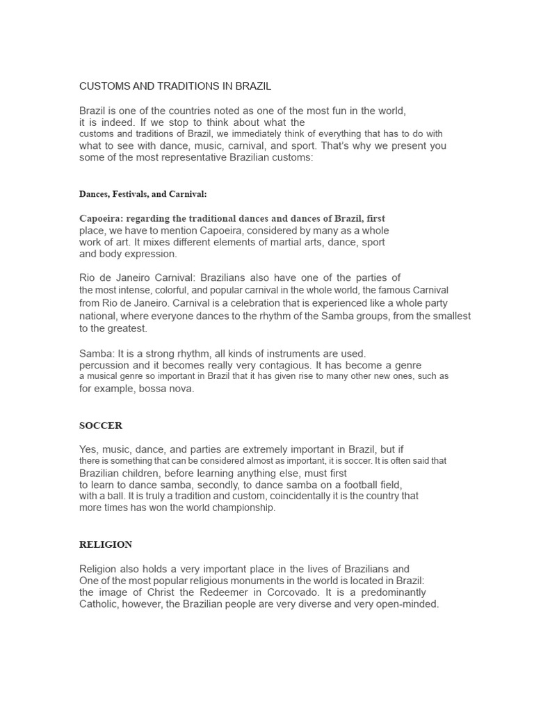 Brazilian Customs and Traditions Explained | PDF | Brazil