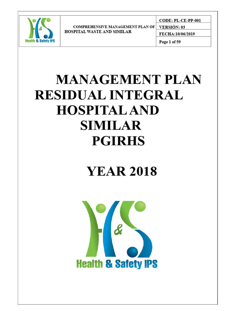 Hospital Waste Management Plan HS | PDF | Waste | Waste Management