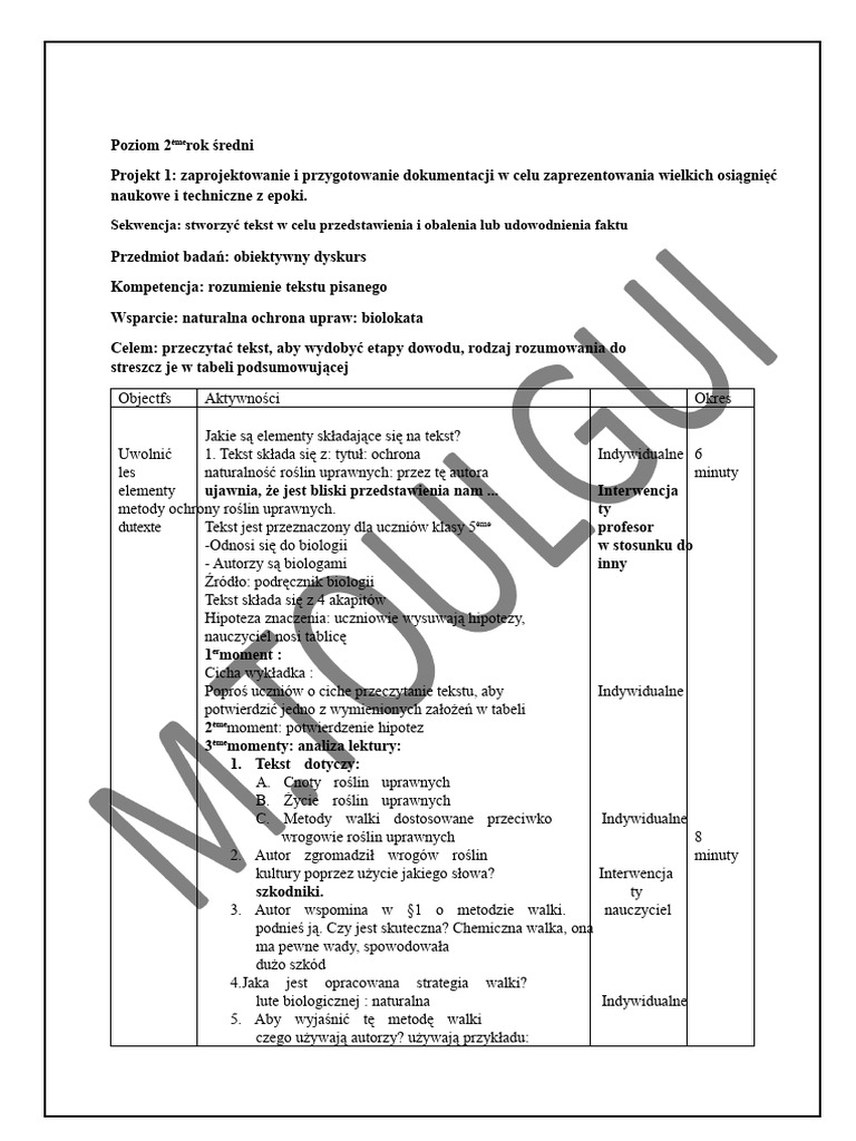Zrozumienie Tekstu 2a Biologiczne Zwalczanie Toulgui | PDF