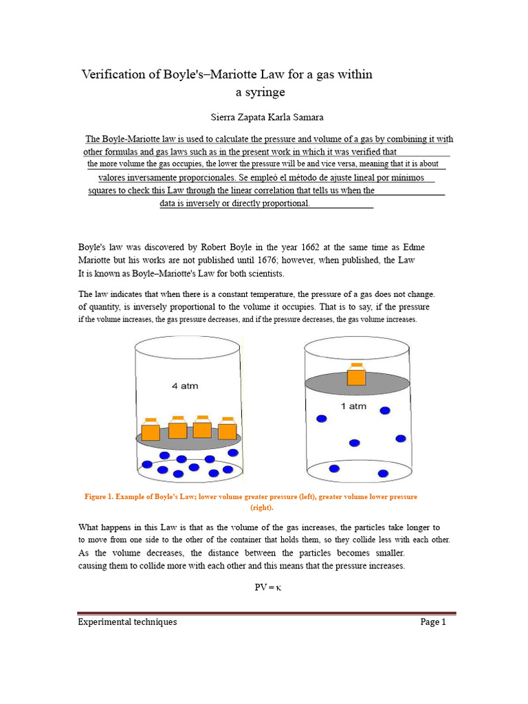 Boyle's Law Verification in Syringe Experiment | PDF | Gases | Physical ...