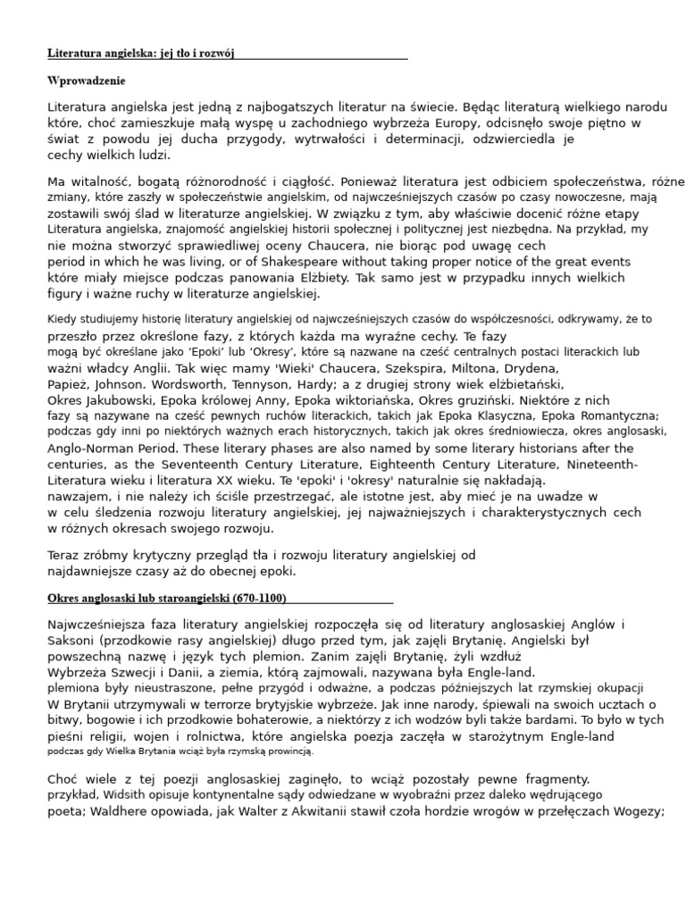 Literatura Angielska | PDF