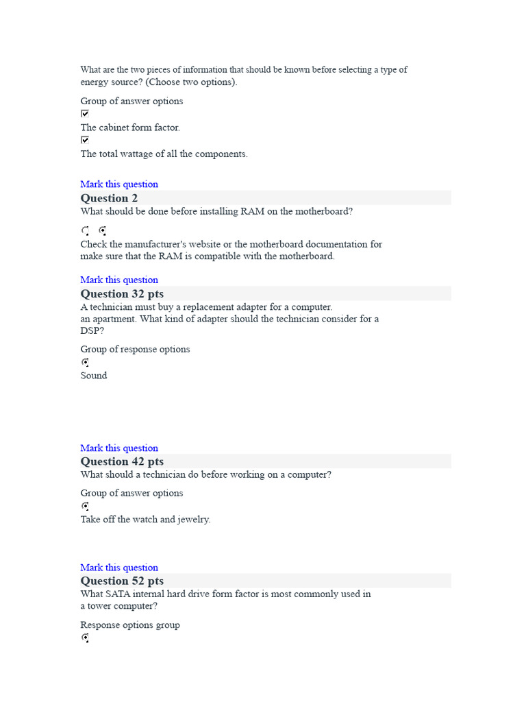 Questionnaire of The Exam Chapter 2 | PDF | Computer Science | Personal ...