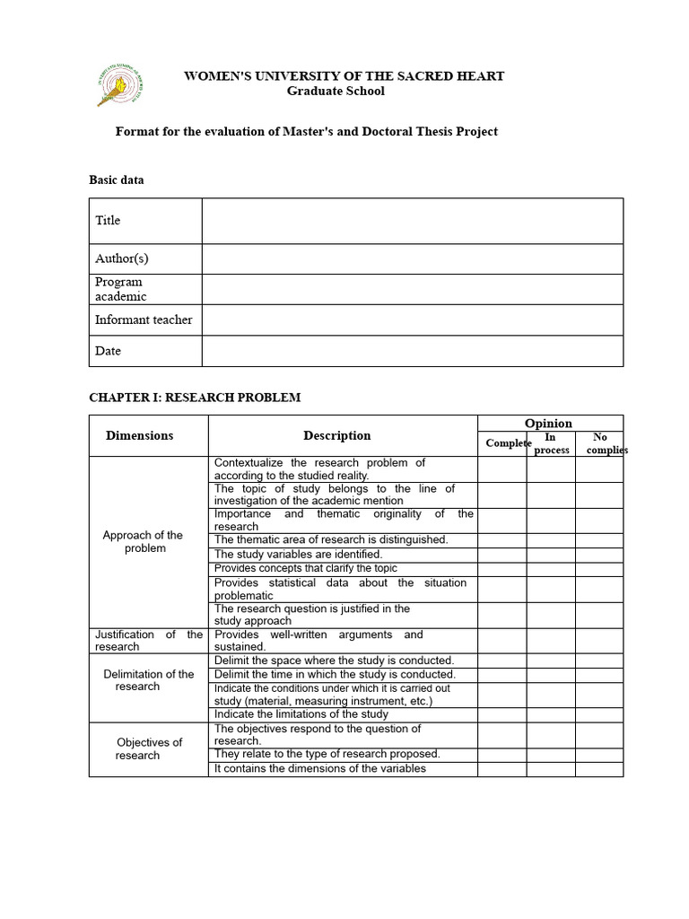 THESIS PROJECT EVALUATION FORMAT | PDF | Hypothesis | Methodology