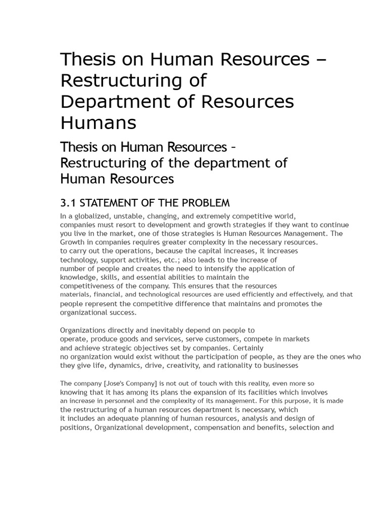 Thesis On Human Resources | PDF | Sampling (Statistics) | Job Satisfaction