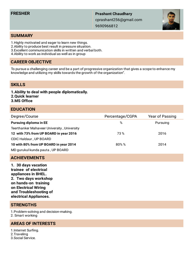 Resume Prashant Chaudhary Format6 | PDF