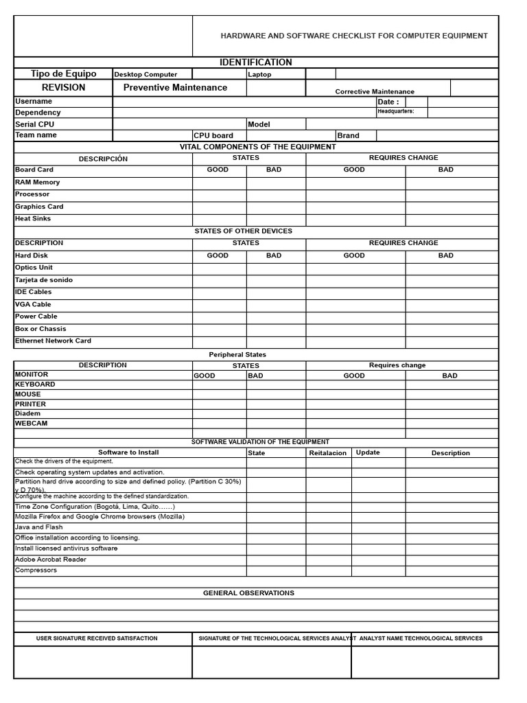Check List | PDF | Computing | Computer Hardware