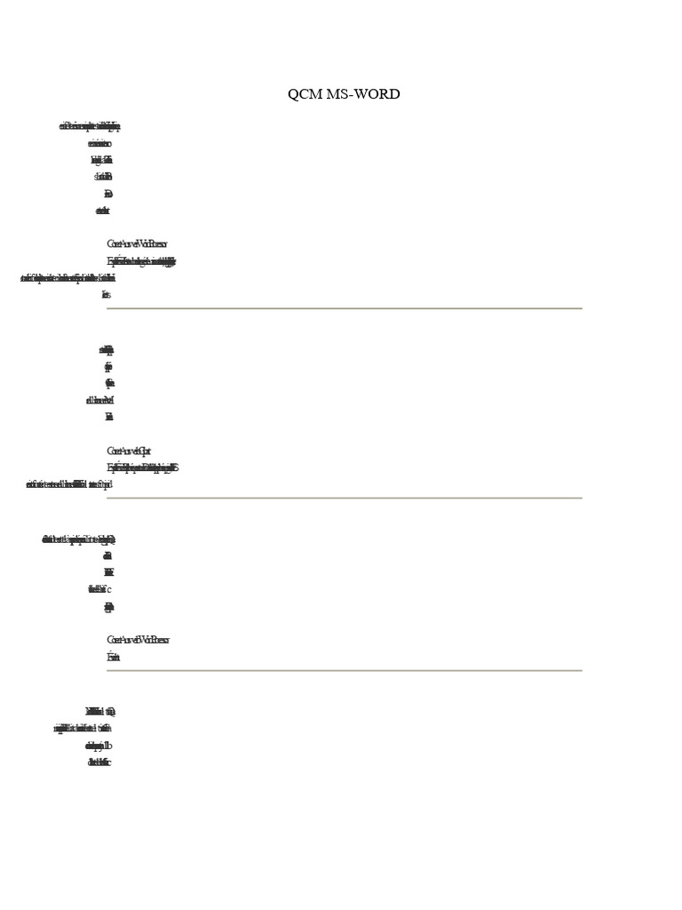 QCM sur MS Word et ses fonctionnalités | PDF | Tests standardisés | Les ...