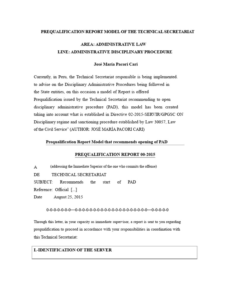 Prequalification Report Template | PDF | Government | Justice