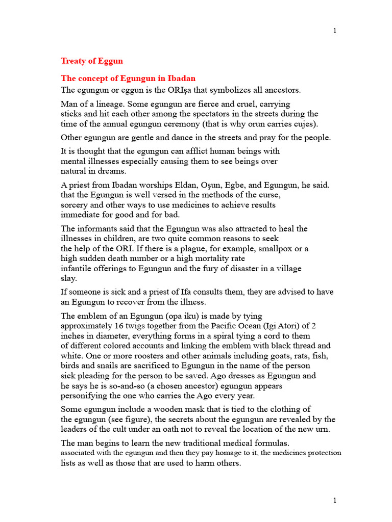 Nigerian Eggun Treaty Iladan | PDF