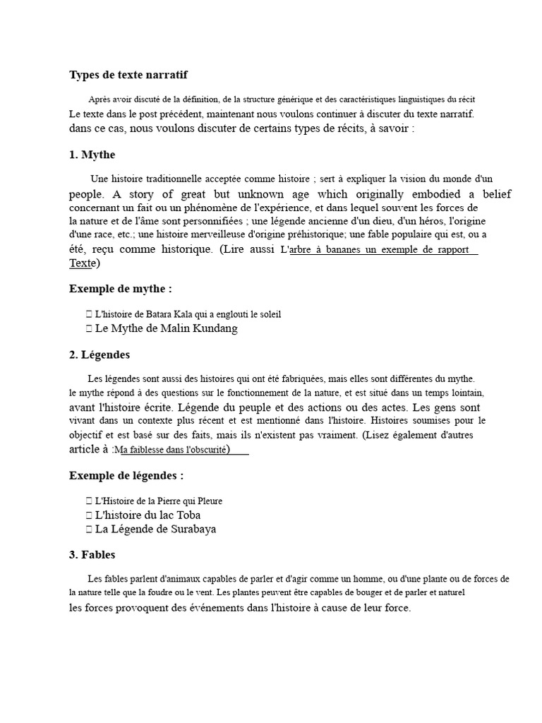 Types de récits narratifs expliqués | PDF | Fées | Fable