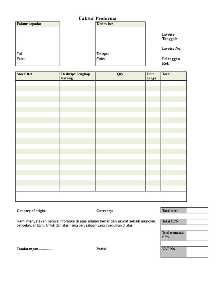 Faktur Proforma untuk Transaksi Bisnis | PDF
