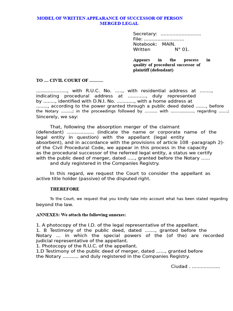 Legal Document for Procedural Successor | PDF | Notary Public | Deed