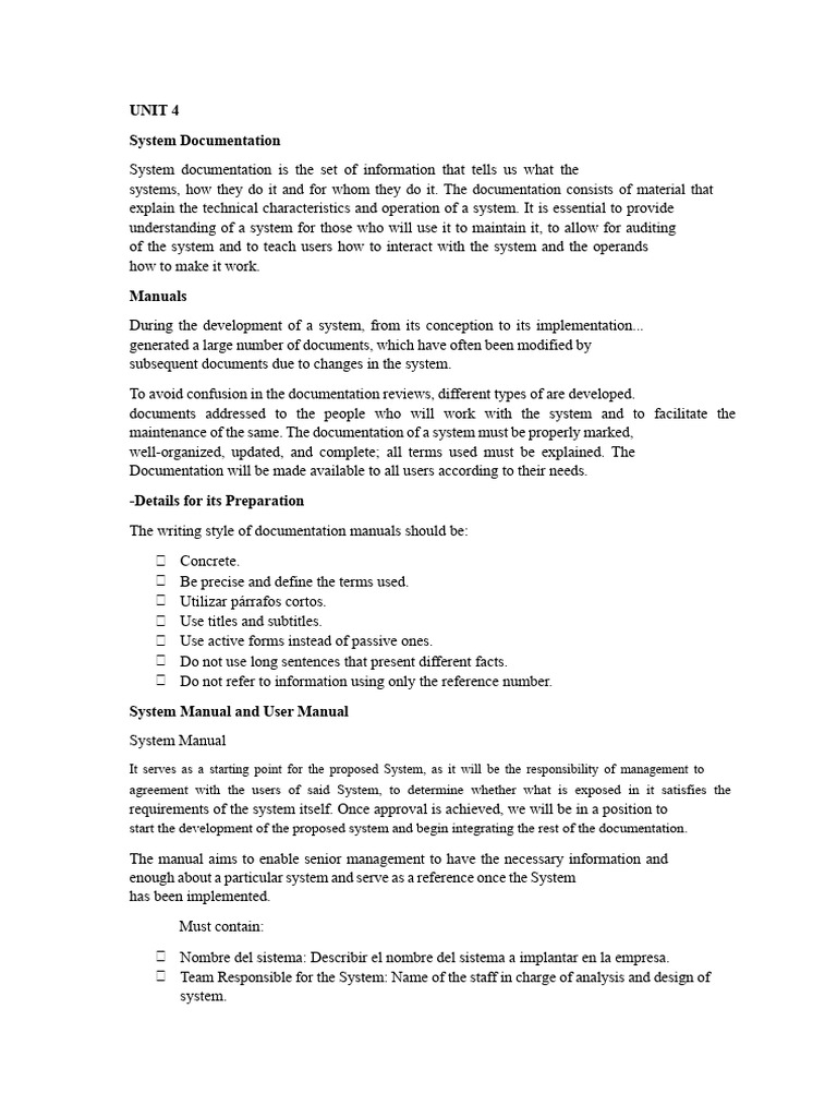 System Documentation and User Manuals | PDF | System | Information