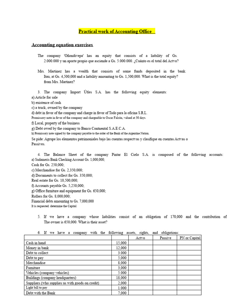 Exercises On Accounting Equation 2 | PDF | Equity (Finance) | Banks