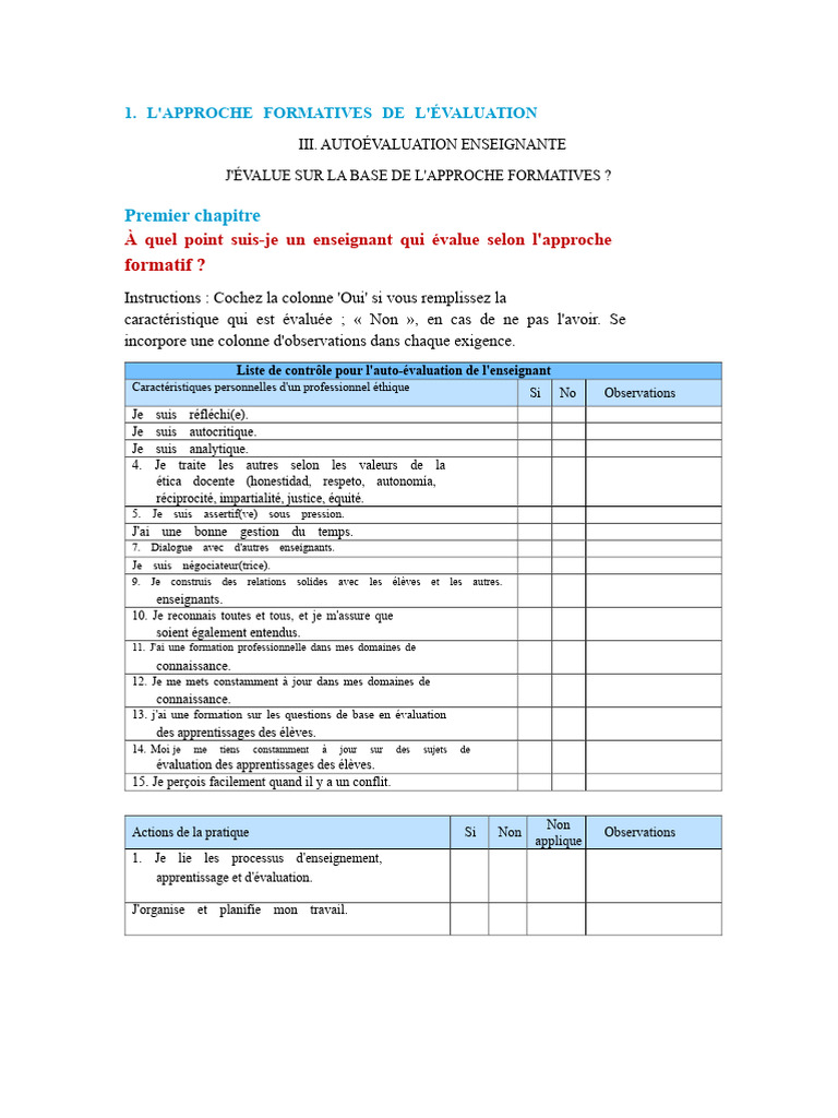 TEST Autoévaluation Enseignant SEP | PDF | Apprentissage