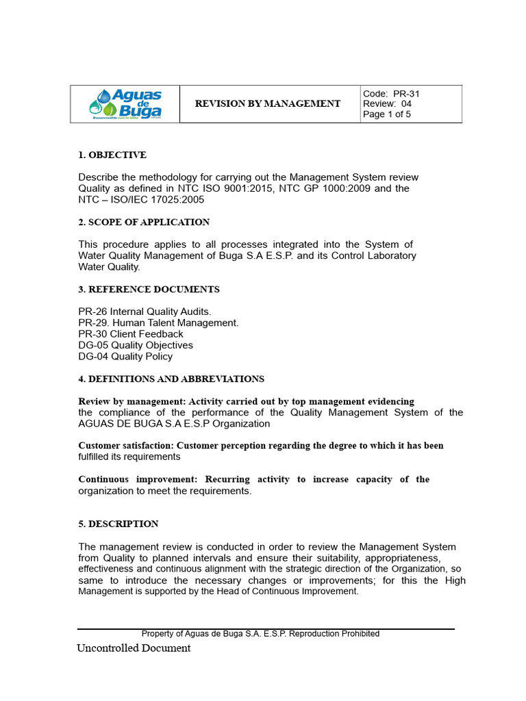 PR-31 - Rev-04 MANAGEMENT REVIEW PDF | PDF | Quality Management ...