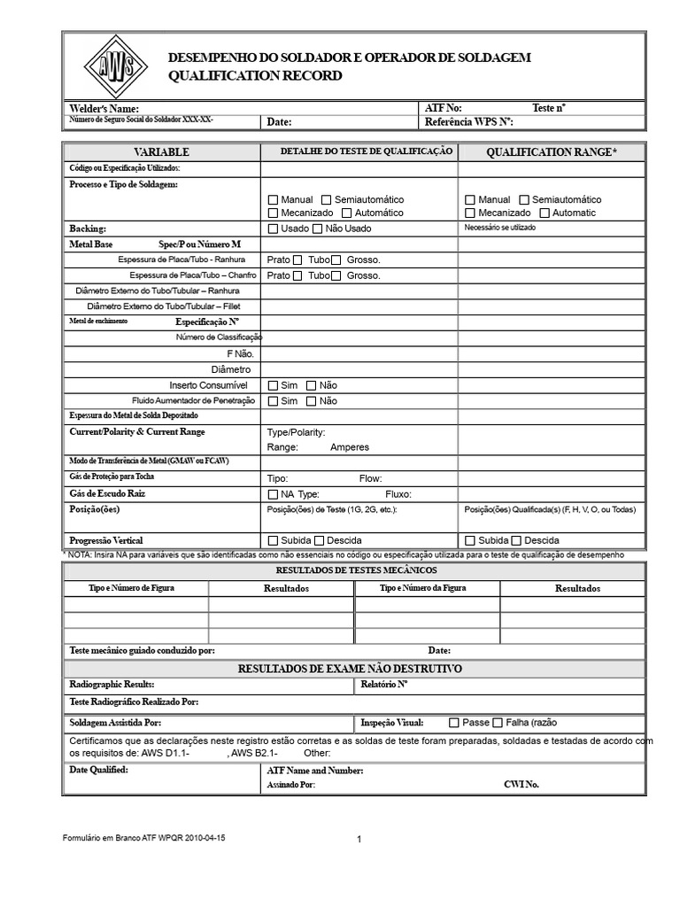 Atf Wpqr-blank v1 | PDF