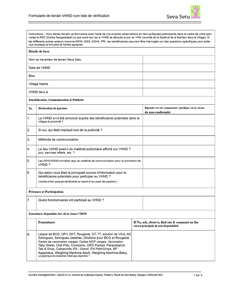 Formulaire VHND et Liste de Vérification | PDF | Publicité ...
