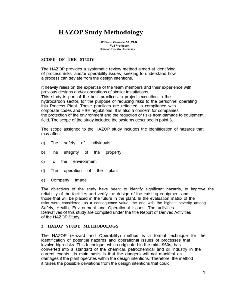 HAZOP Study Methodology | PDF | Risk | Liquids