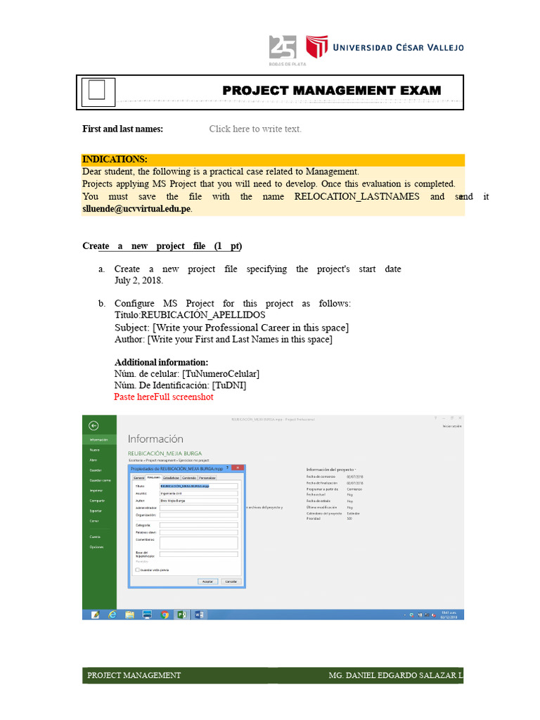 Final Exam MS PROJECT - Practical | PDF | Computing