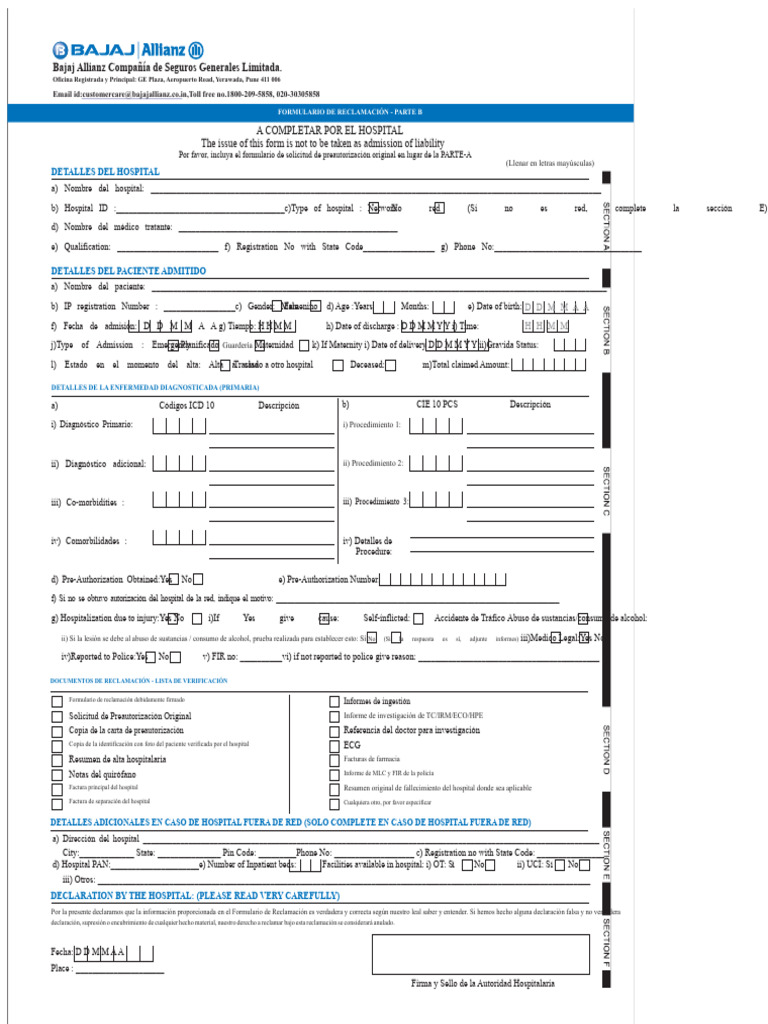 Formulario de reclamación de reembolso Parte B | PDF | Hospital | Medicina