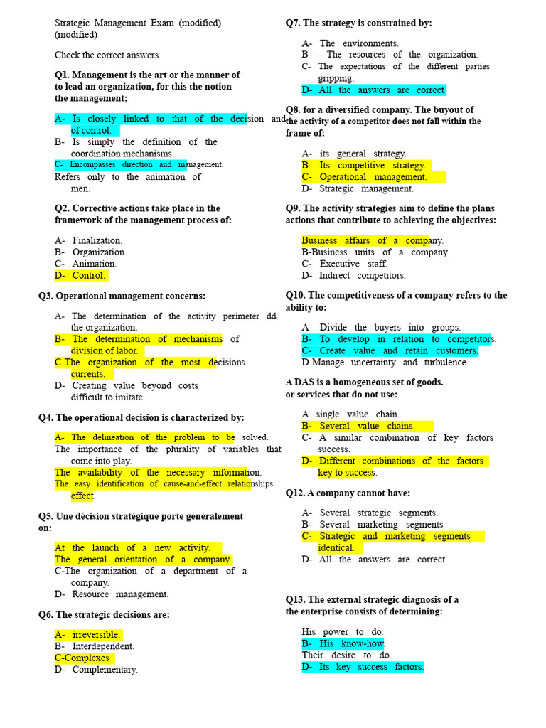 MCQ Manager | PDF | Strategic Management | Marketing