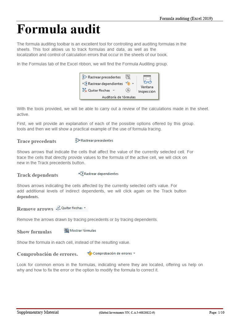 Excel Formula Auditing | PDF | Microsoft Excel