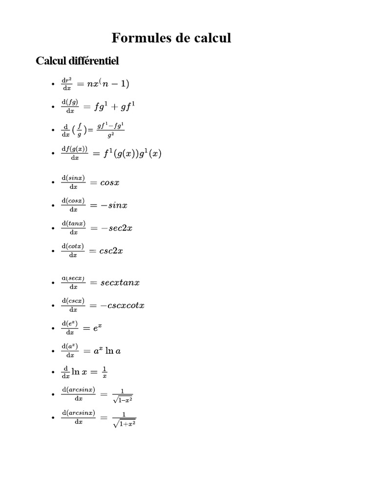 Formule de Calcul | PDF